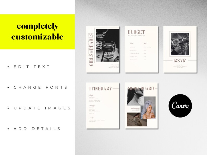 Classy Pearl Themed Bachelorette Party Lite Itinerary Kit - Etsy