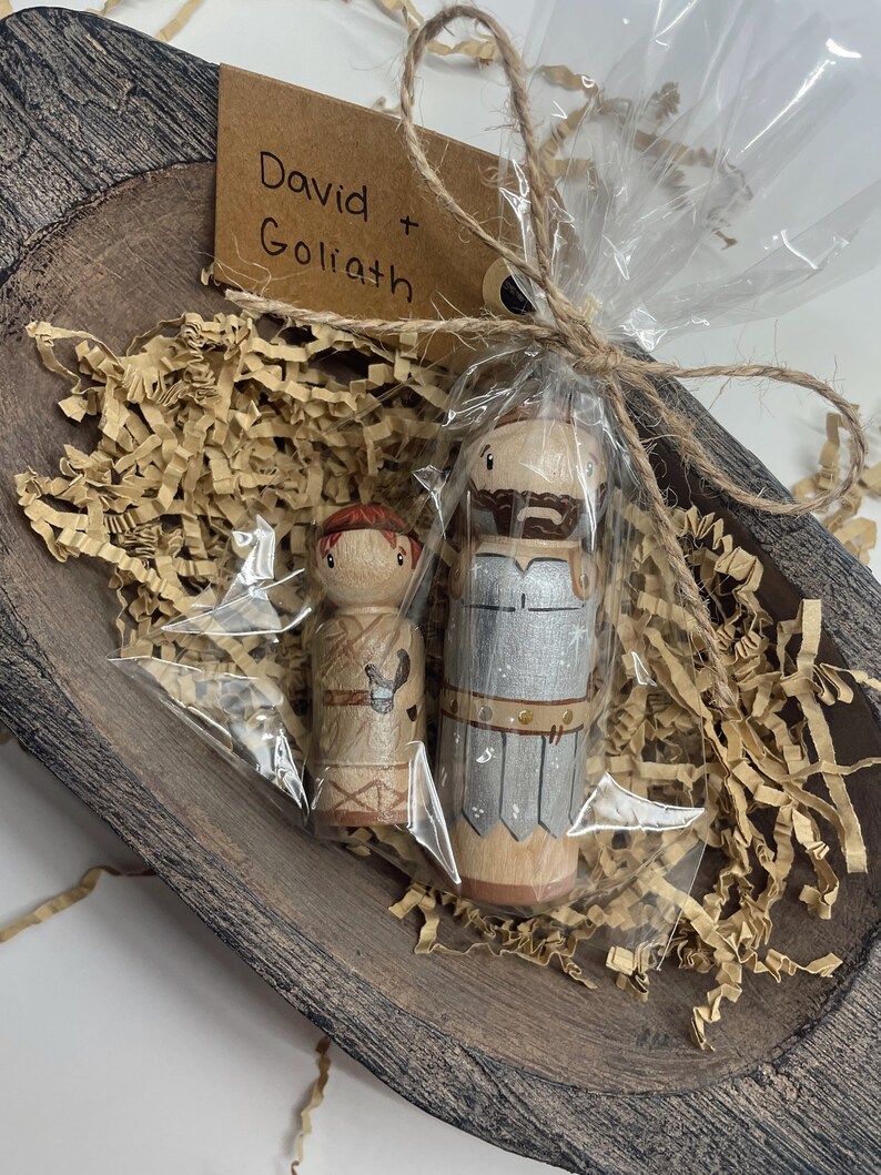 David Goliath Wooden Peg Doll Bible Story Dolls - Etsy