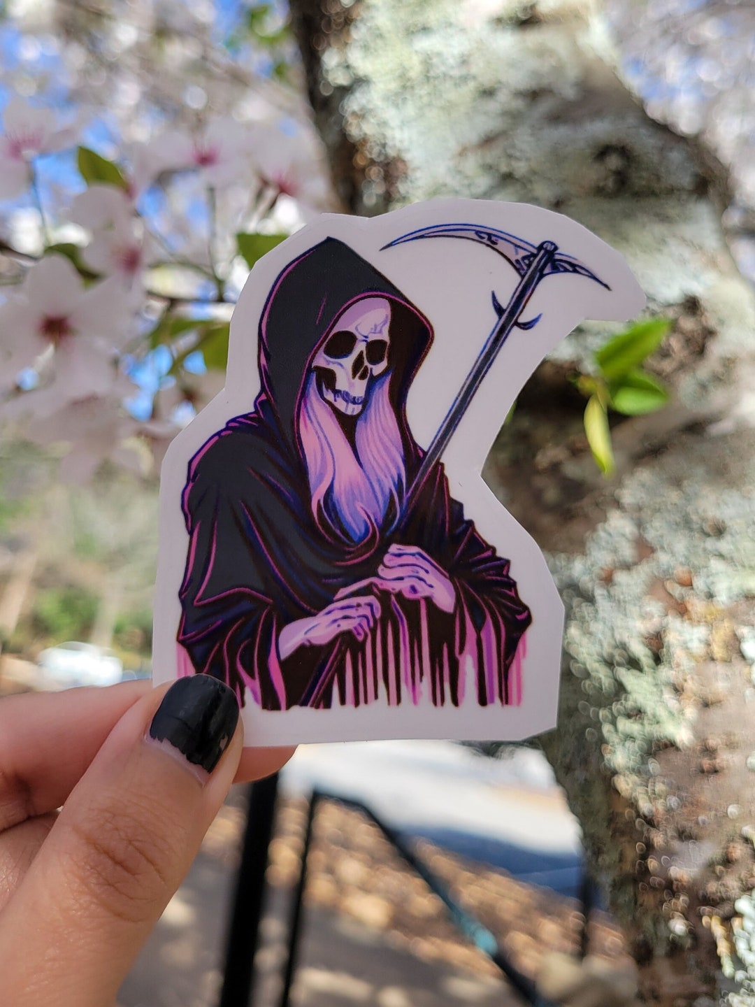 Grim Reaper Sticker Pastel Goth Emo Sticker Gift Creepy Cute Halloween ...