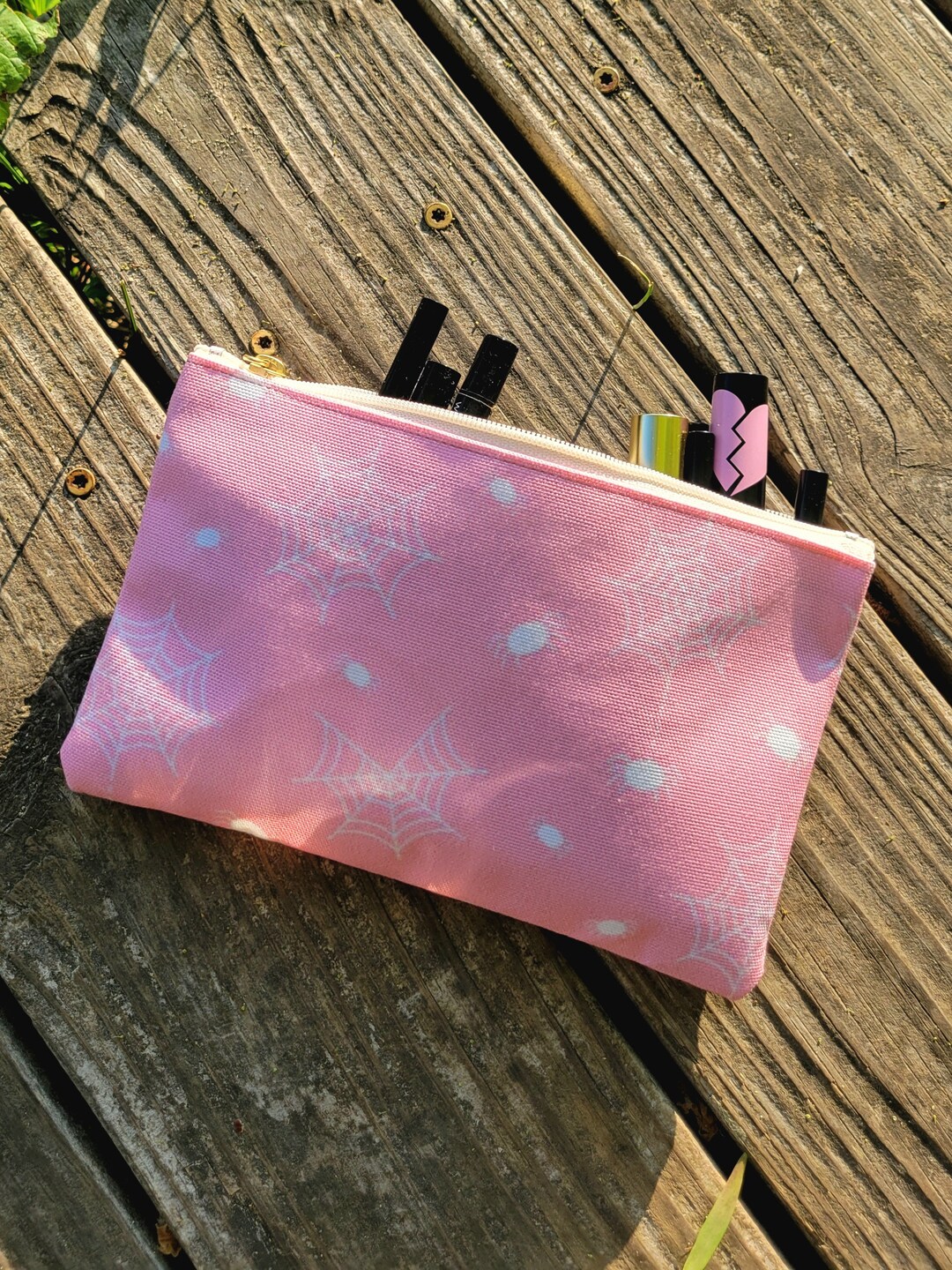 Goth Pink Make up Bag Kawaii Pencil Case Cute Pastel Pouch Purse Spooky ...