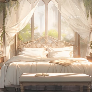 6 Bright Floral Bedroom Vtuber Backgrounds, Vtuber Backdrop, Stream ...