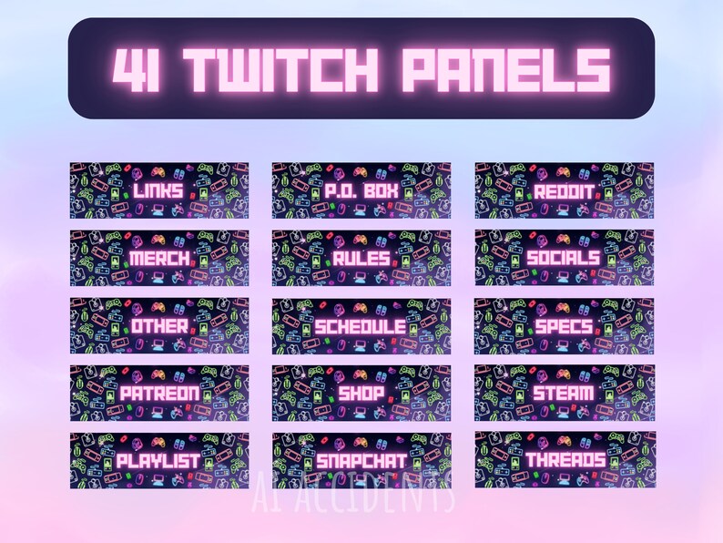 41 Gamer Twitch Panels Gamergirl Twitch Panels Gameboy - Etsy