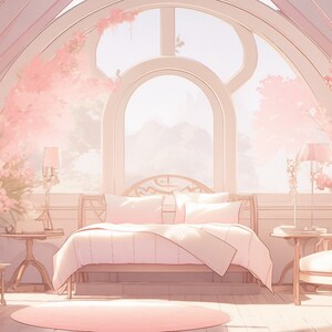 6 Bright Floral Bedroom Vtuber Backgrounds, Vtuber Backdrop, Stream ...