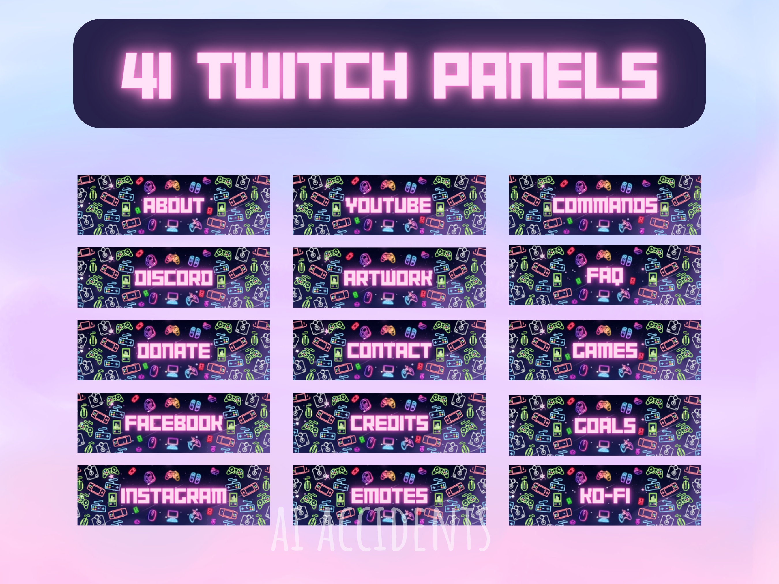 41 Gamer Twitch Panels Gamergirl Twitch Panels Gameboy - Etsy
