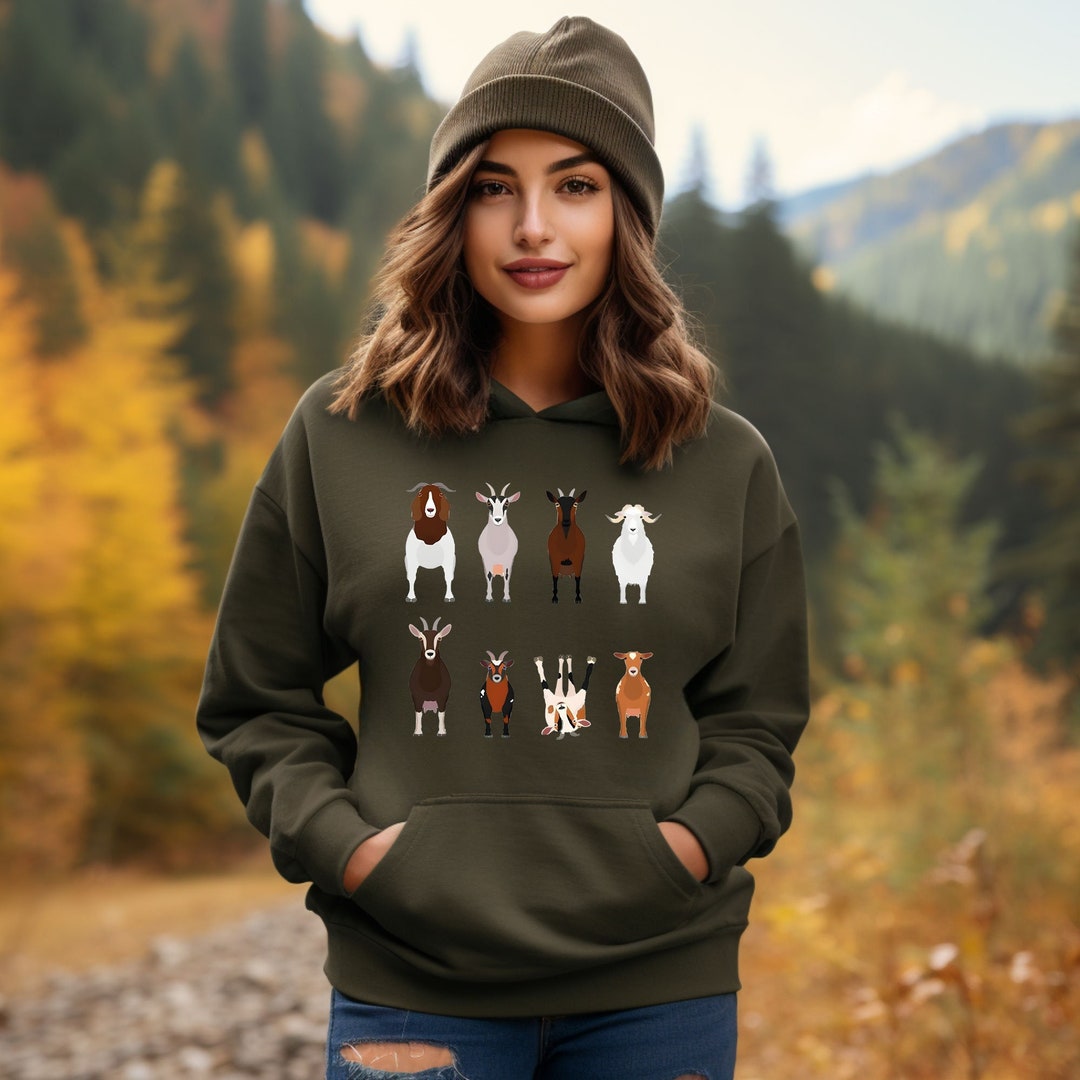 Cute Goat Hoodie, Goat Theme Hoodie, Farm Animals Hoodie, Animal Lover ...