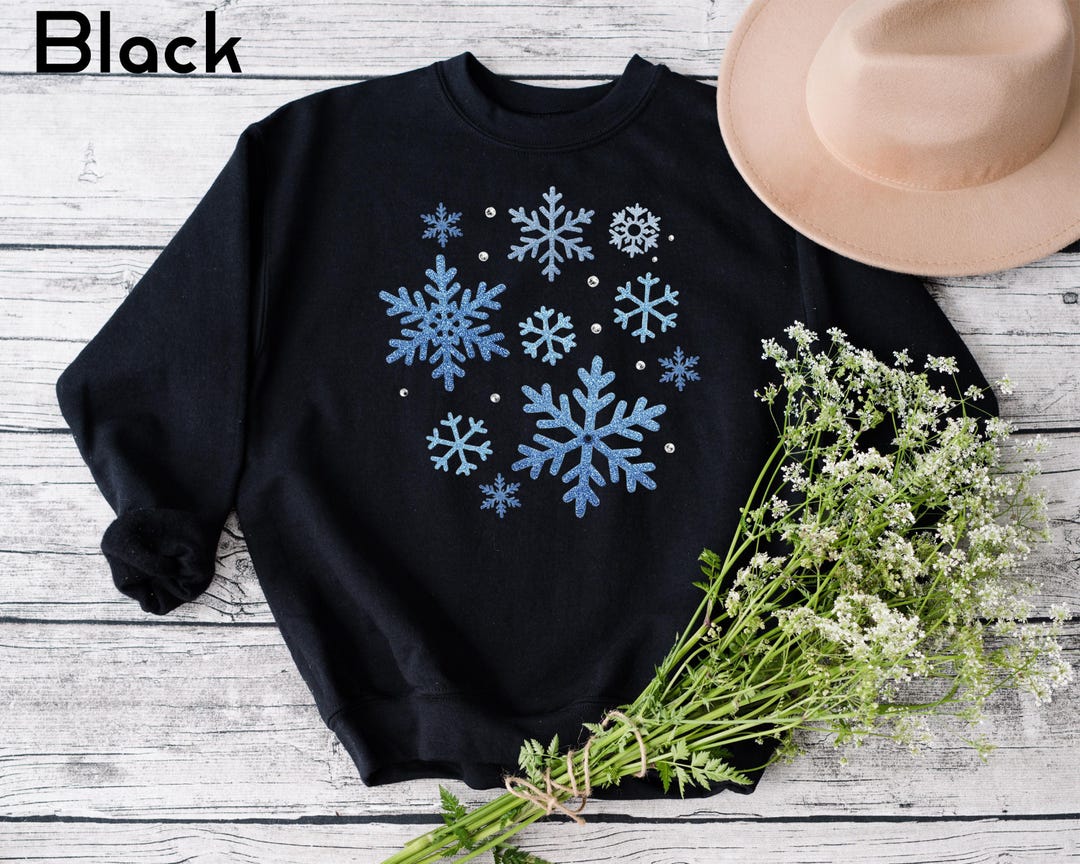 Snowflake Christmas Sweatshirt, Winter Holiday Crewneck, Cozy ...