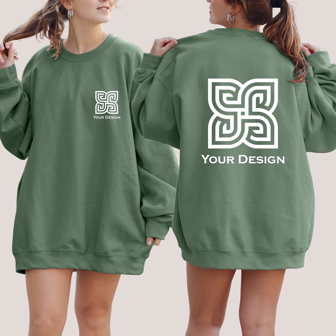 Custom Text Sweatshirt, Personalized Text Sweatshirt, Back and Front ...