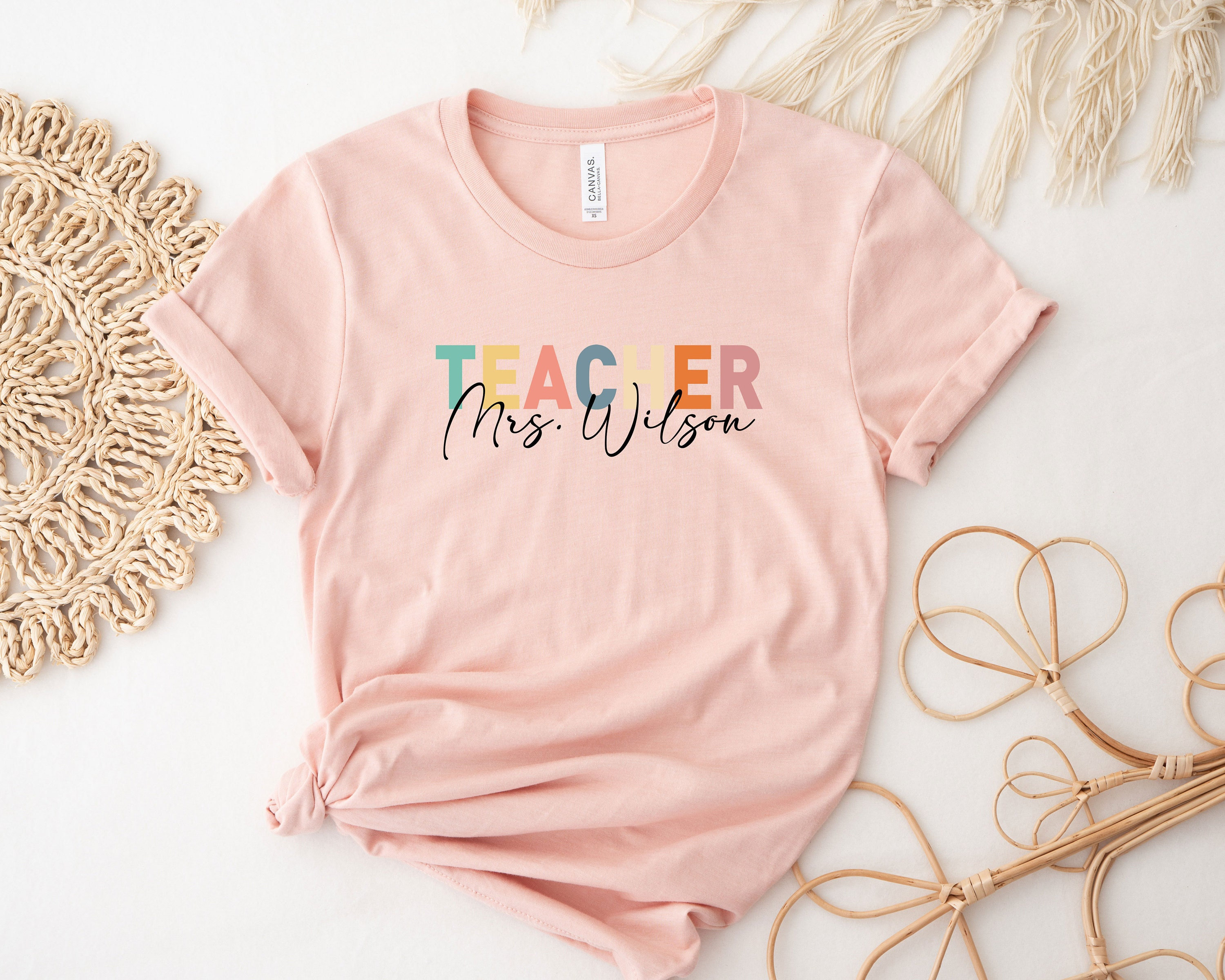 Customized Name Teacher Shirt Personalized Teacher Shirt - Etsy
