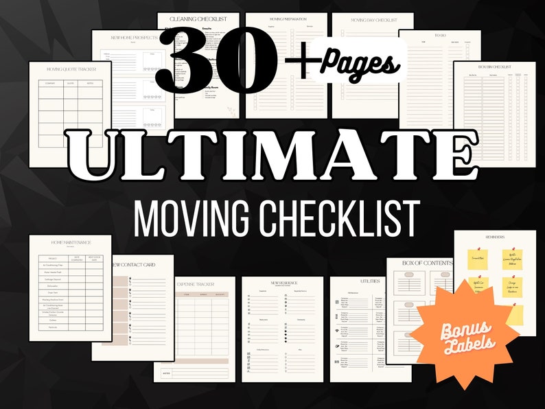 Ultimate Moving Checklist, Printable Moving Planner List, Customizable ...
