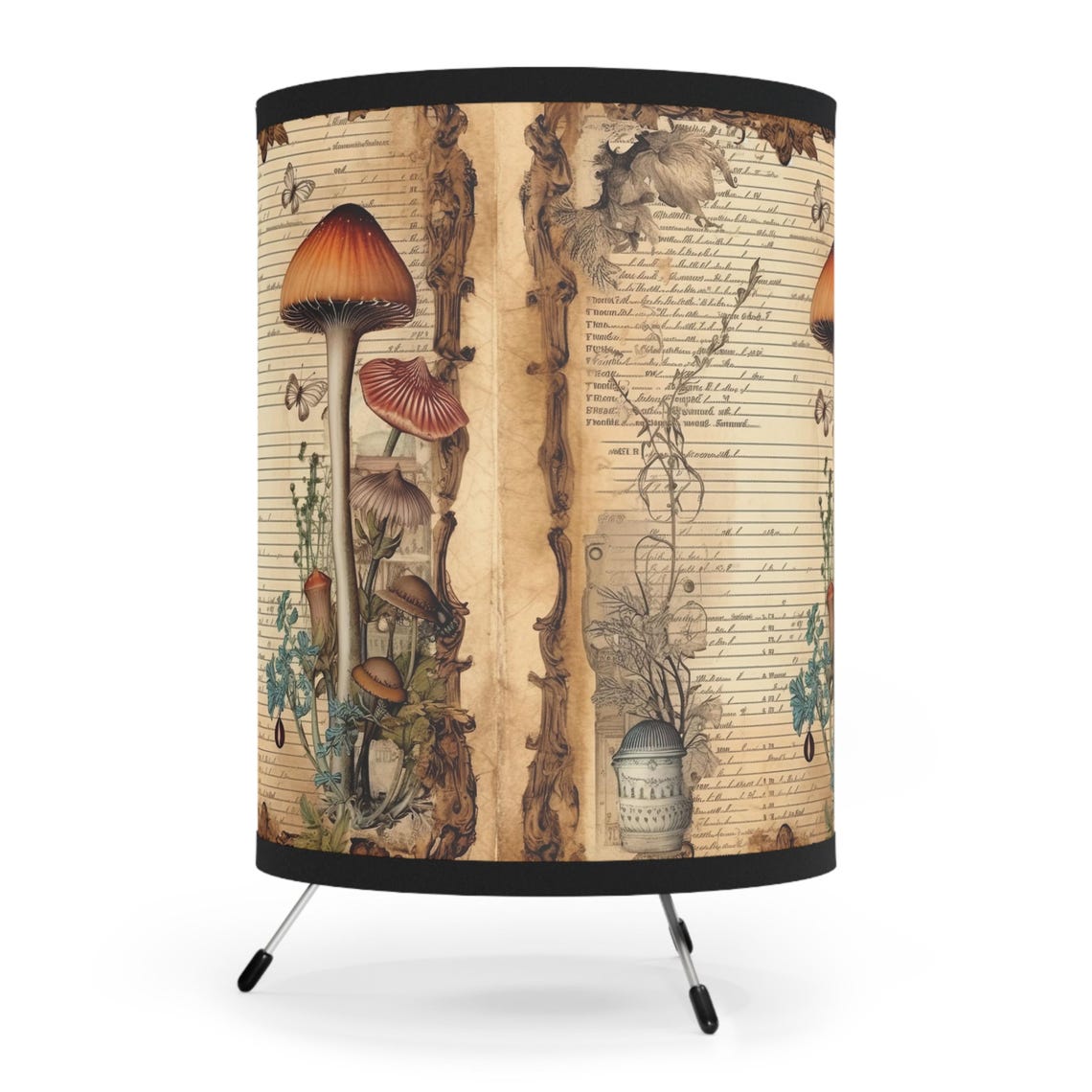 Tripod Table Lamp | Mushroom Lamp | Whimsical Journal Page Design ...