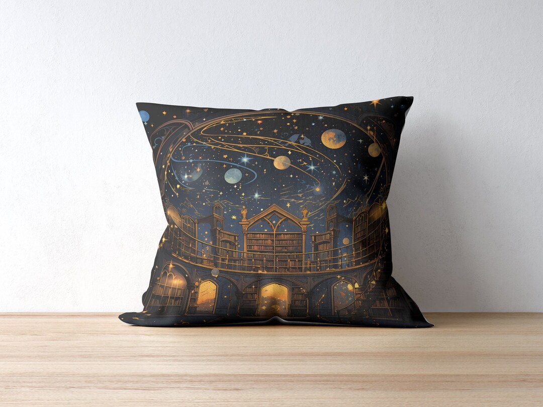 Celestial Library Throw Cushion, Whimsigoth Decor Pillow, Dark Academia ...