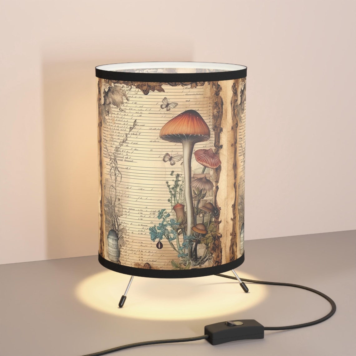 Tripod Table Lamp | Mushroom Lamp | Whimsical Journal Page Design ...