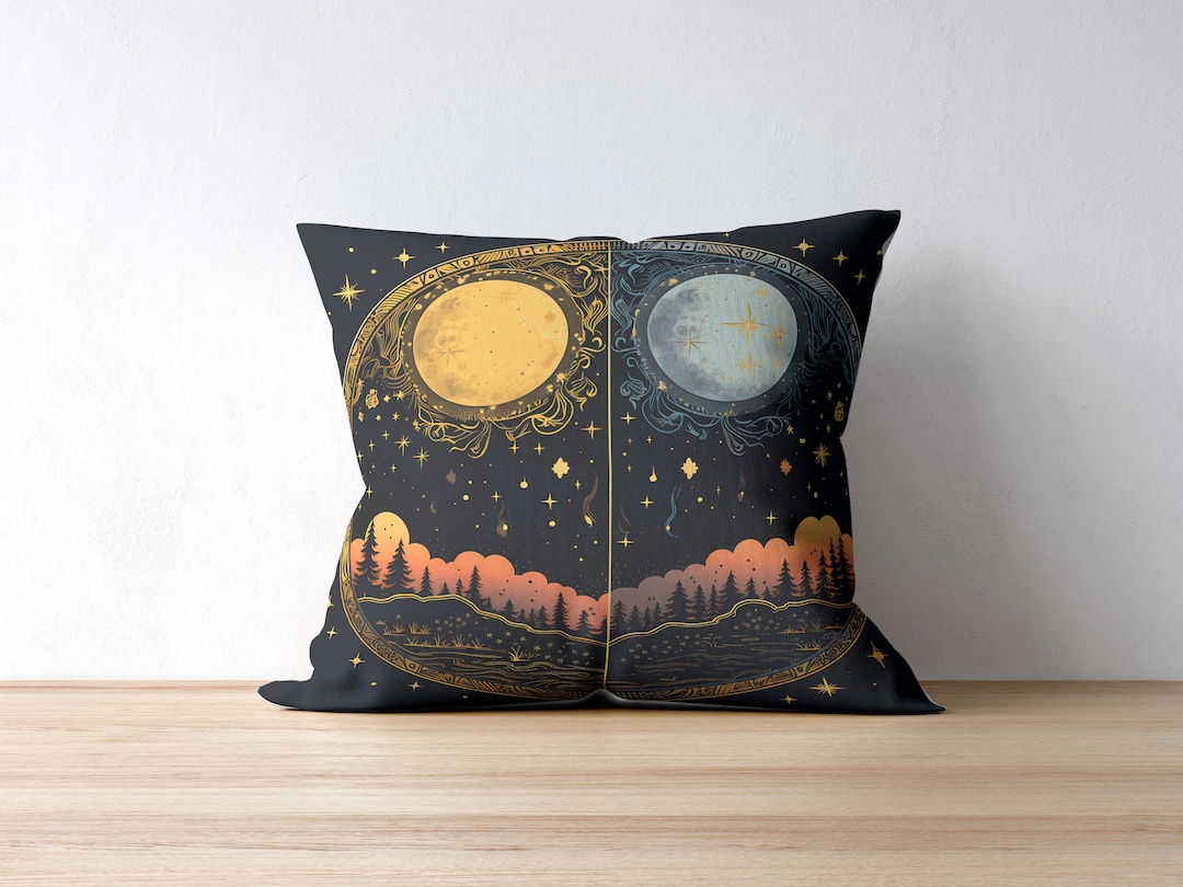 Two Moons Throw Cushion, Whimsigoth Decor Pillow - Etsy