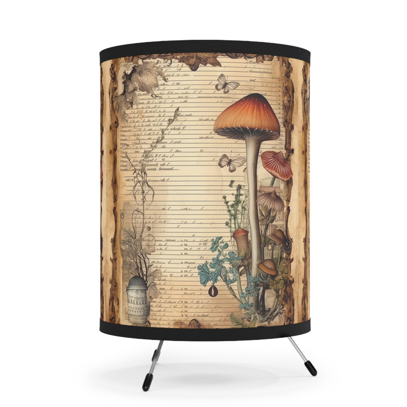 Tripod Table Lamp | Mushroom Lamp | Whimsical Journal Page Design ...