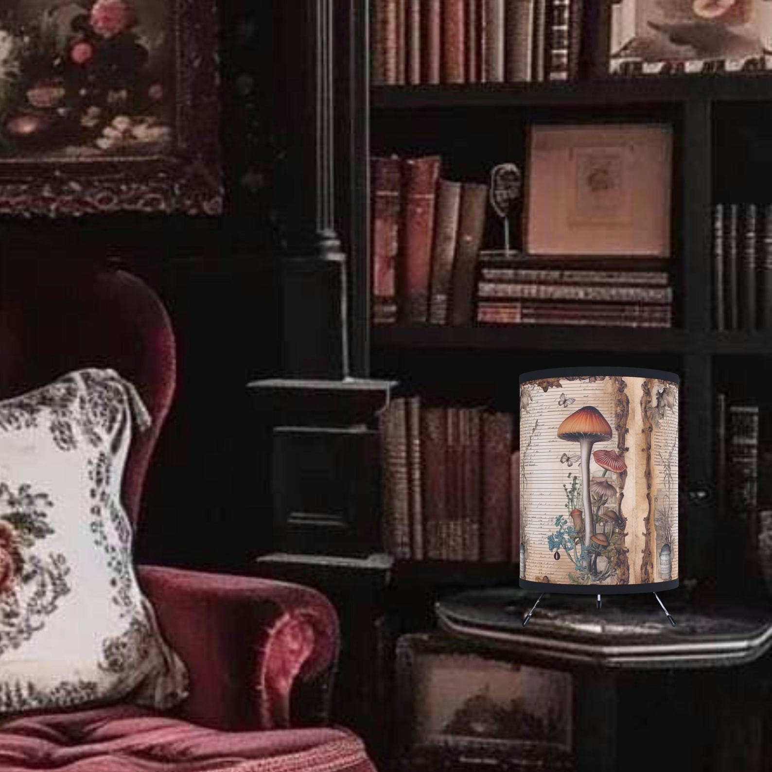 Tripod Table Lamp | Mushroom Lamp | Whimsical Journal Page Design ...
