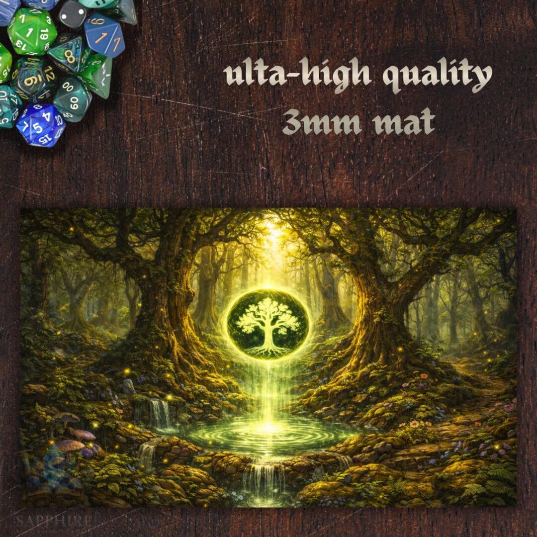 Enchanted Forest Playmat Desk Mat | Tree of Life Fantasy Gaming Mat ...