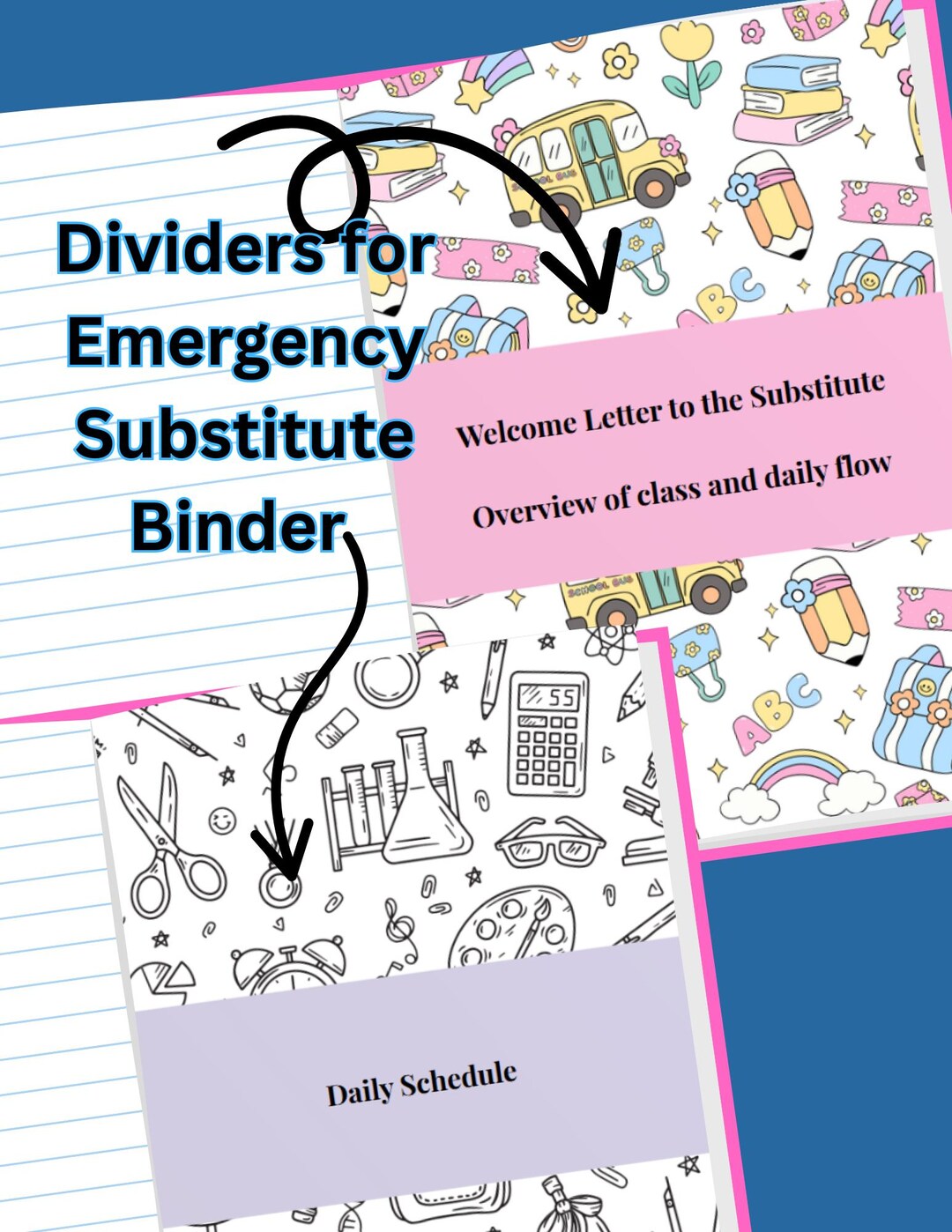 Substitute Folder Divider Pages | Editable Section Covers for Sub ...