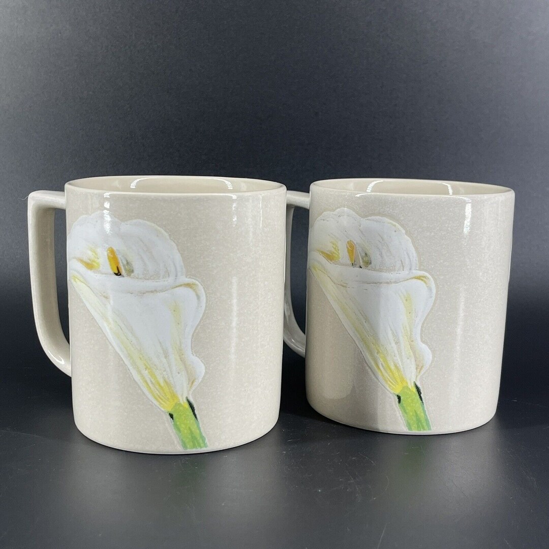 RARE Vintage MIKASA 2001 Savoir Vivre Coffee Mugs CW-125 Calla Lily ...