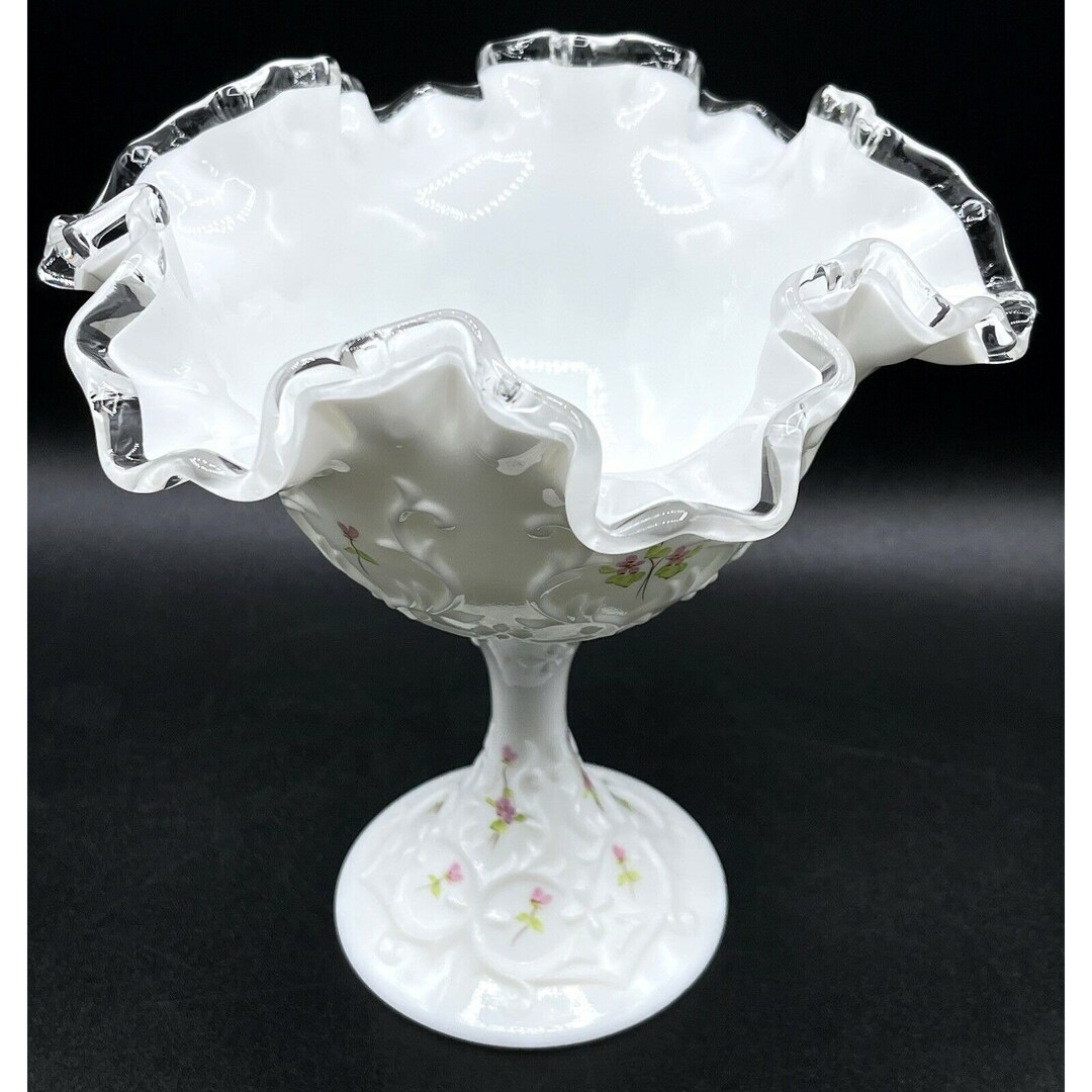 Vintage FENTON SILVER CREST V. Gherke Signed Violets in the - Etsy