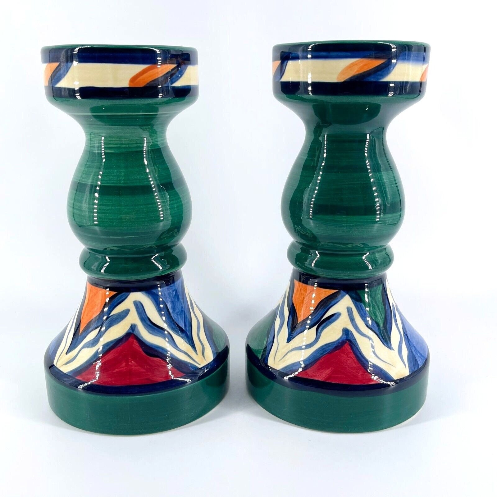 Vtg Pair 1994 Gail Pittman Green Azalea 9 Pillar Candle Holders 196 - Etsy