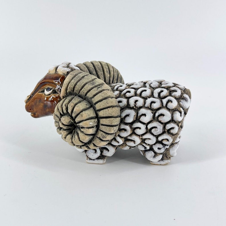 Vtg Artesania Rinconada Uruguay Big Horn Ram Sheep Figurine Signed Art ...