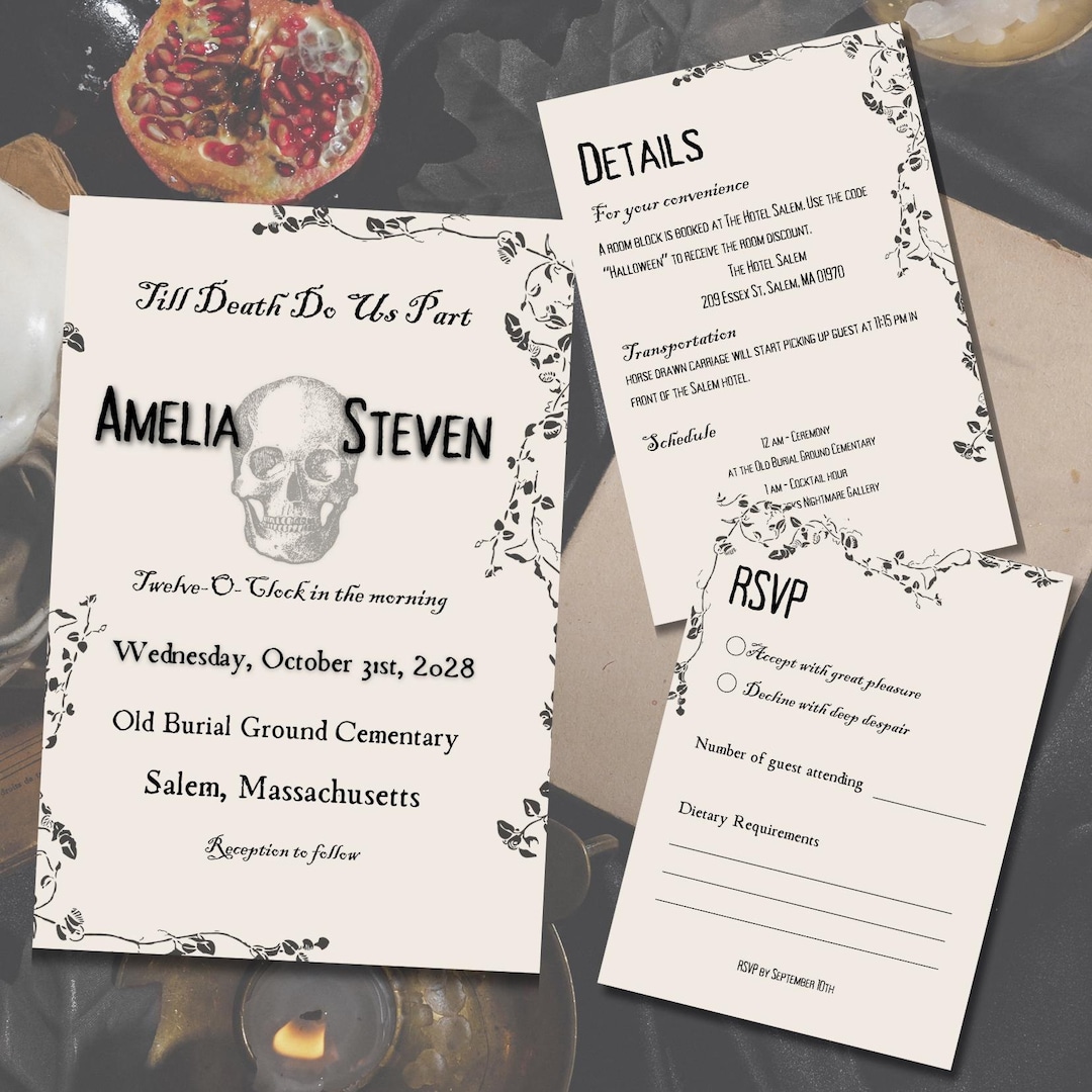 Spooky Wedding Invitation Set, Spooky Save the Date, Spooky RSVP ...