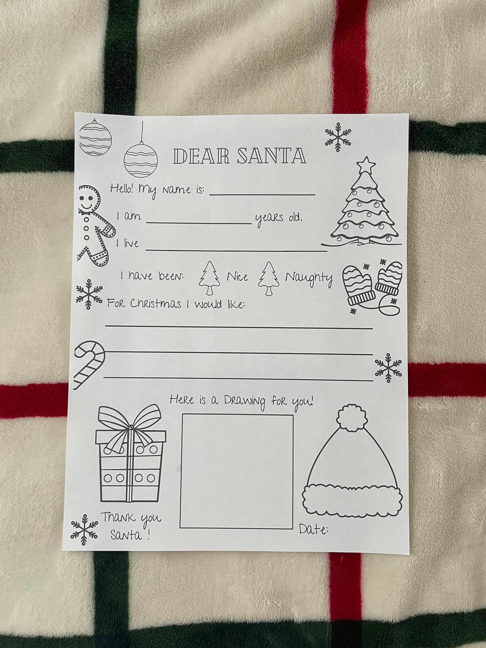 Santa List Coloring Page, Letter to Santa Coloring Page, Kids Christmas ...