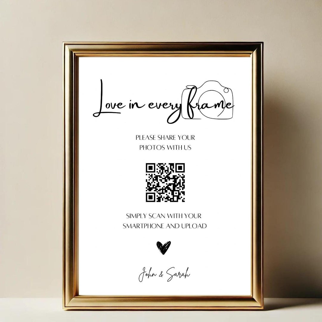 Minimal Wedding QR Code Sign| Simple Wedding Sign| Capture the Moment ...