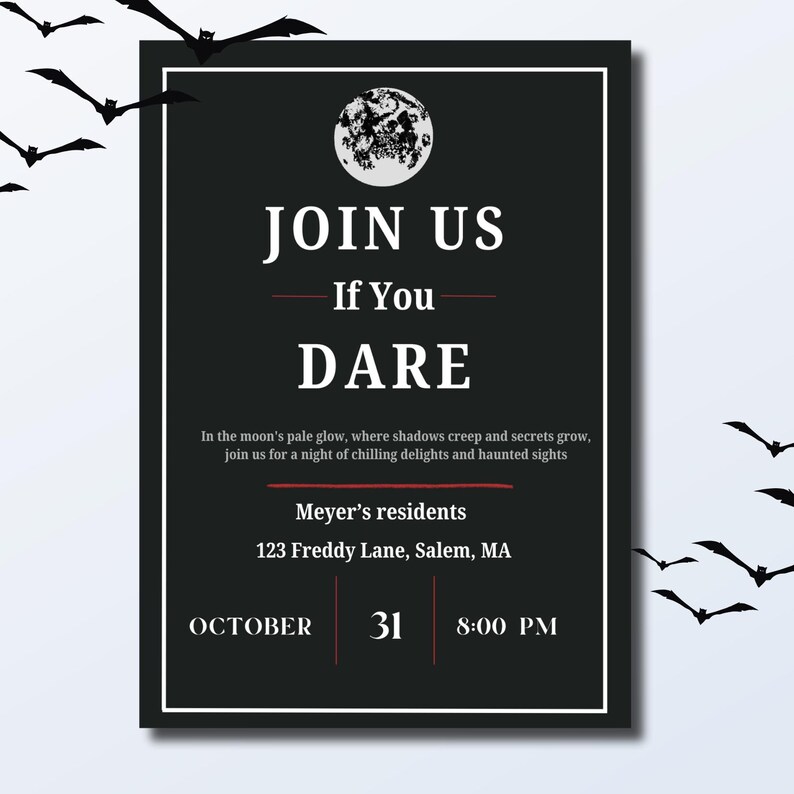 Editable Halloween Party Invitation: Minimalist Spooky Design (digital ...