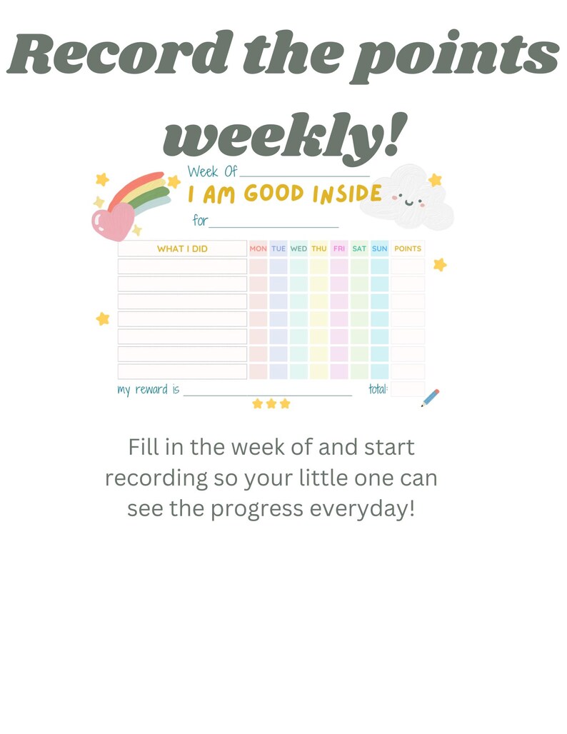 Printable Reward Chart for Kids | Points System - Etsy