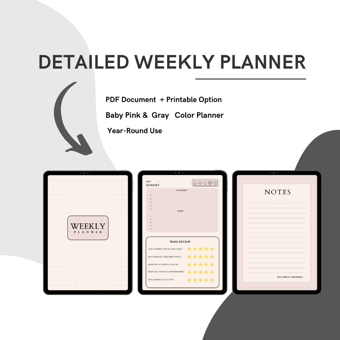 Digital and Printable Weekly Planner - iPad Planner - Productivity ...