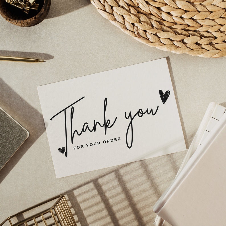 Thank You Card Template, Charming 'thank You for Your Order' Card to ...