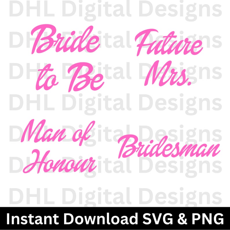 Barbie Wedding Font SVG PNG Bride Groom Best Man Maid of Honour ...
