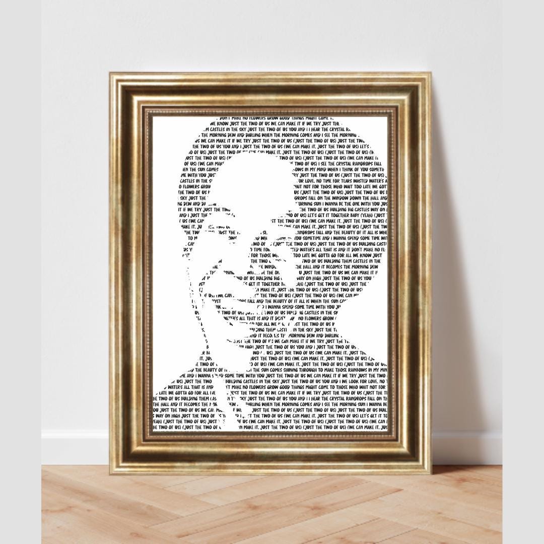 Custom Lyric Art Portrait Personalized Musician Portrait With Favorite ...