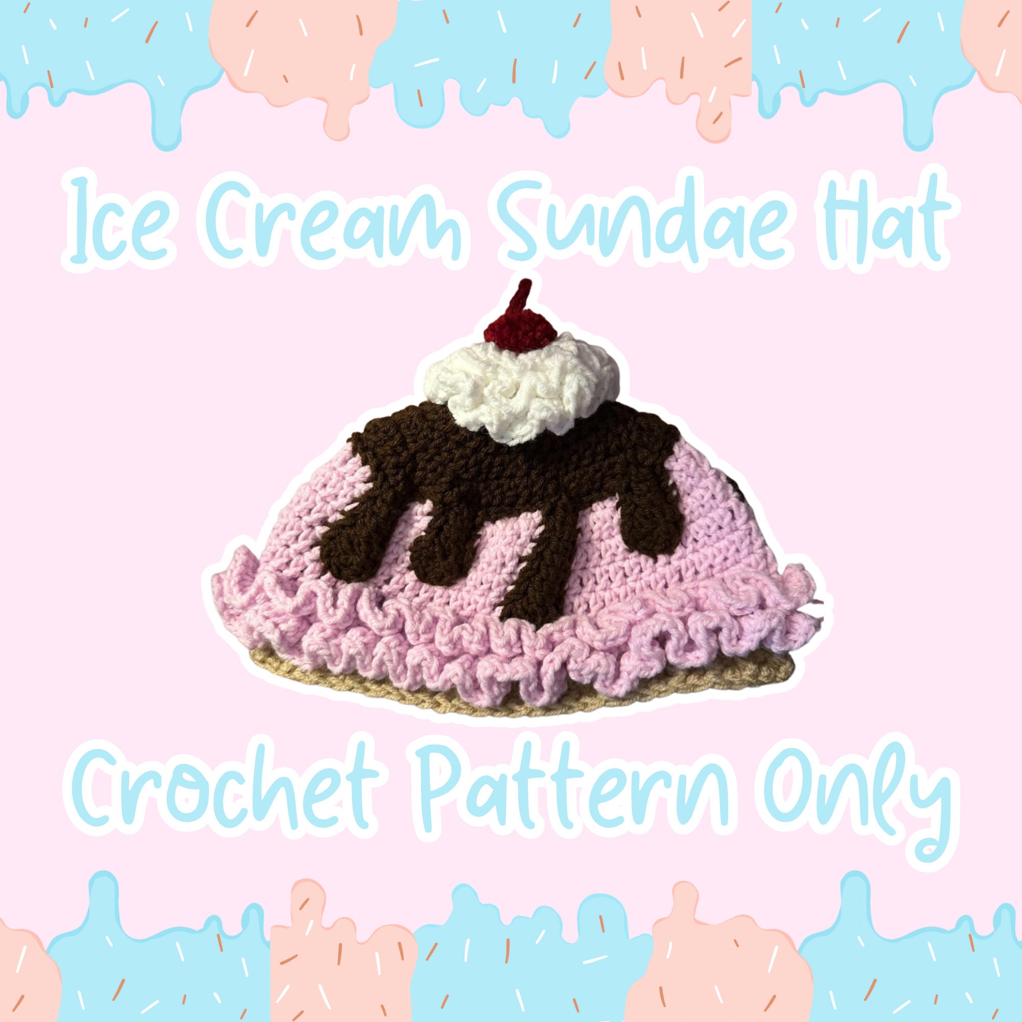 Pattern Only | Ice Cream Sundae Hat | Crochet Pattern | Ice Cream ...