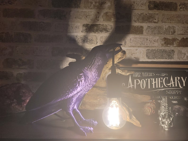 Raven Lamp | Sculpture | Desk Lighting | Halloween Decor | Unique Gift ...