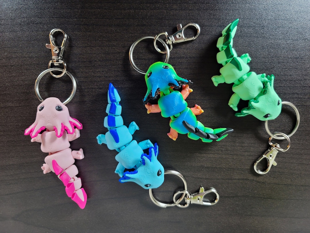 Axolotl Keychain Fidget Toy Unique Gift 3D Printed - Etsy
