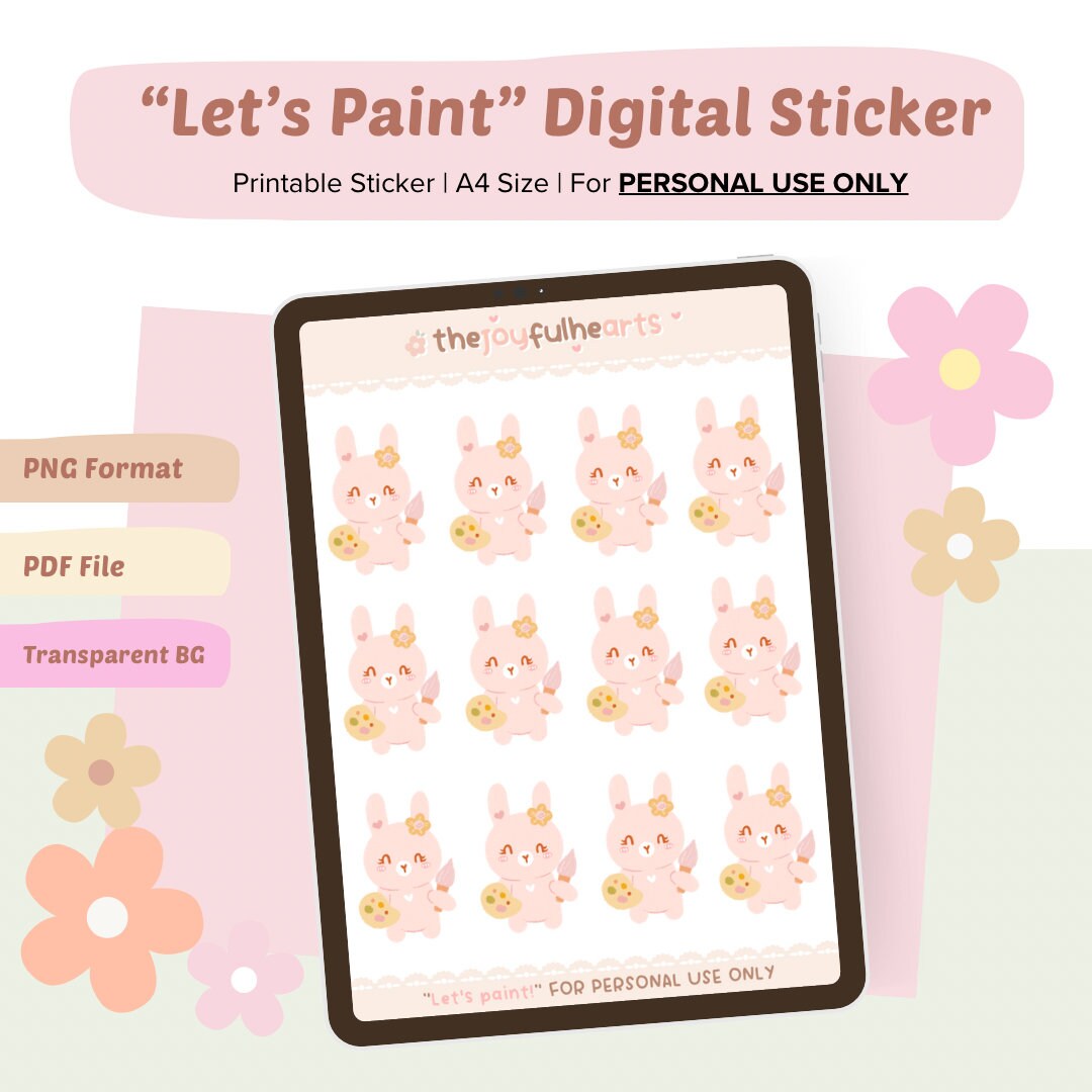 Let's Paint Cute Printable Stickers Planner Stickers Printable Planner ...