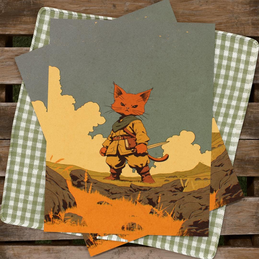 Nomadic Hunter Cat Rogue Illustrated Art Poster - Etsy