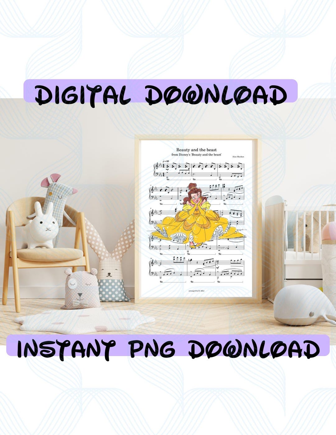 Beauty and the Beast Inspired Sheet Music Printable Digital Download ...