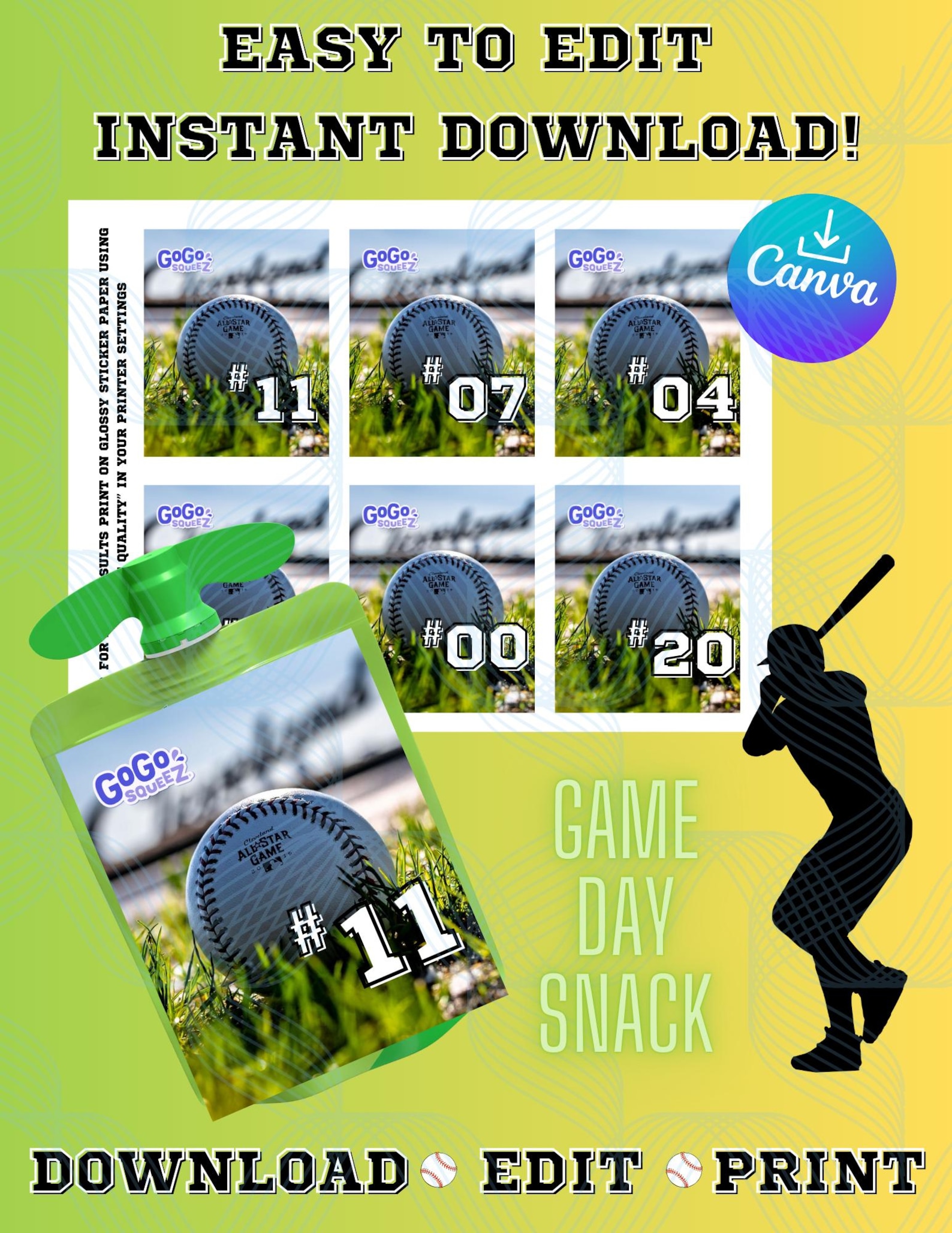 Editable Gogo Squeeze Template | T-ball & Baseball Theme T-ball Mama ...