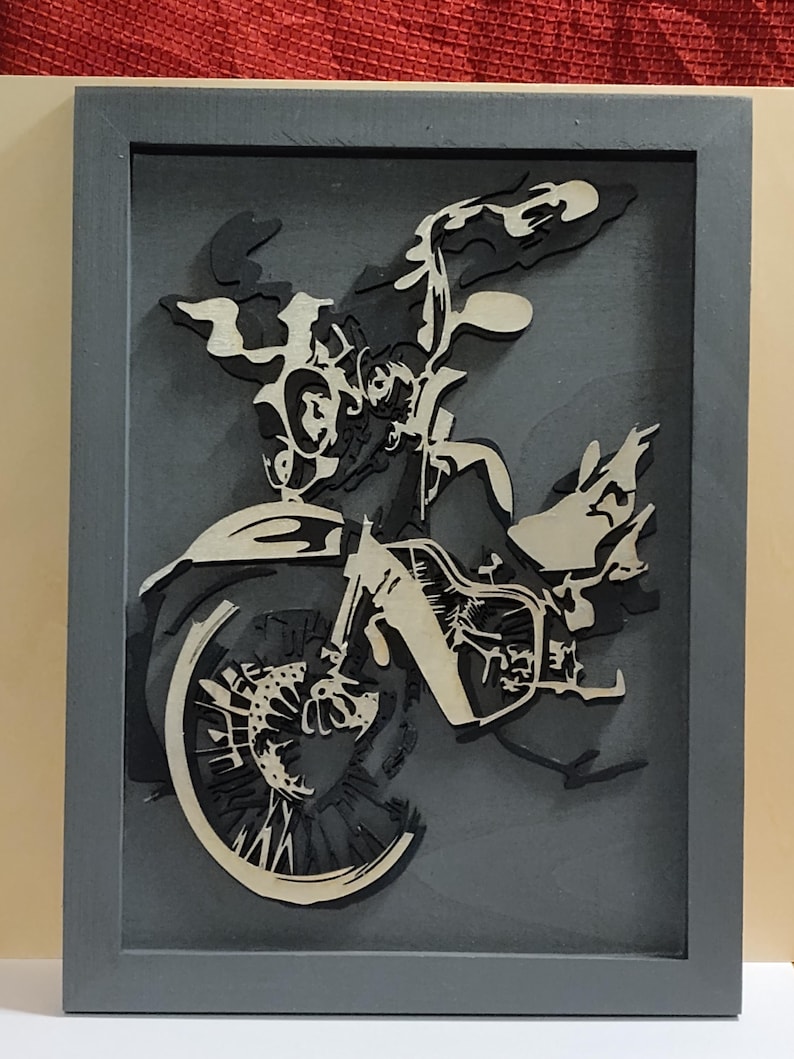 2 Layer Custom Made Motorcycle Laser Cut Wall Decor Sign, Hand Painted ...