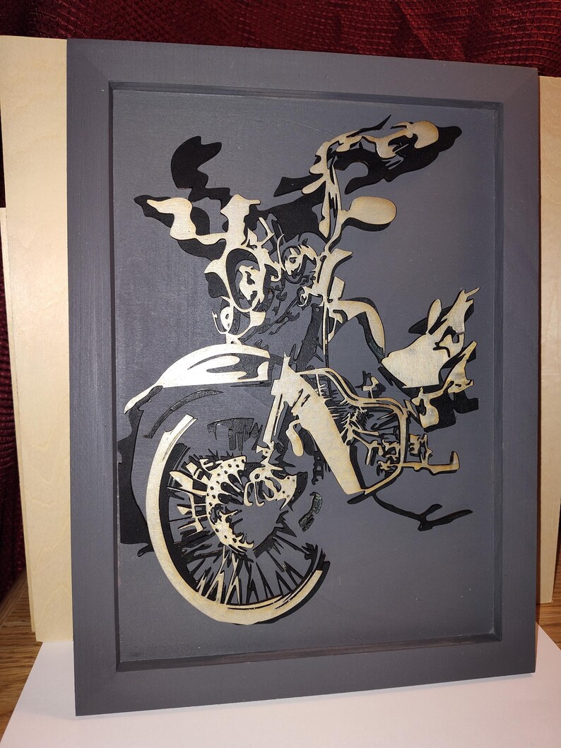 2 Layer Custom Made Motorcycle Laser Cut Wall Decor Sign, Hand Painted ...