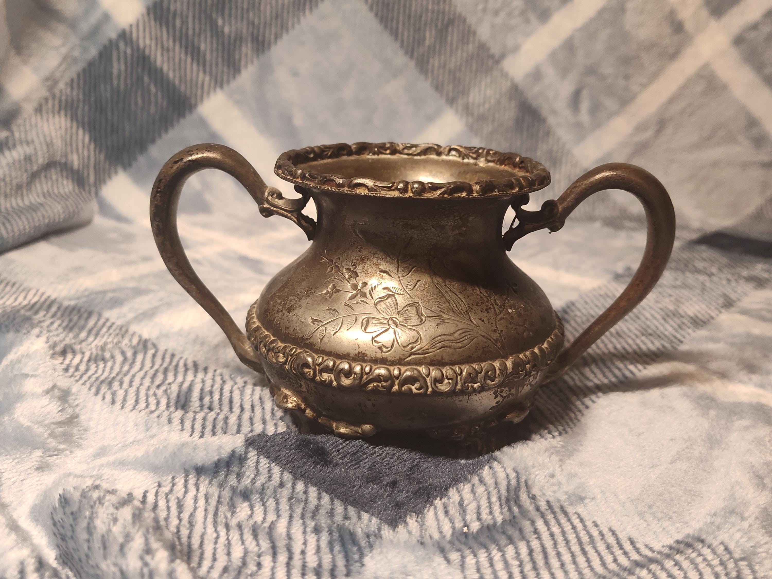 Antique Barbour Silver Company Quadruple Silver 2430 Sugar Bowl Etched ...