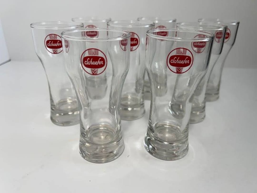 Lot of 7 Vintage Schaefer Beer Glasses Small - Etsy