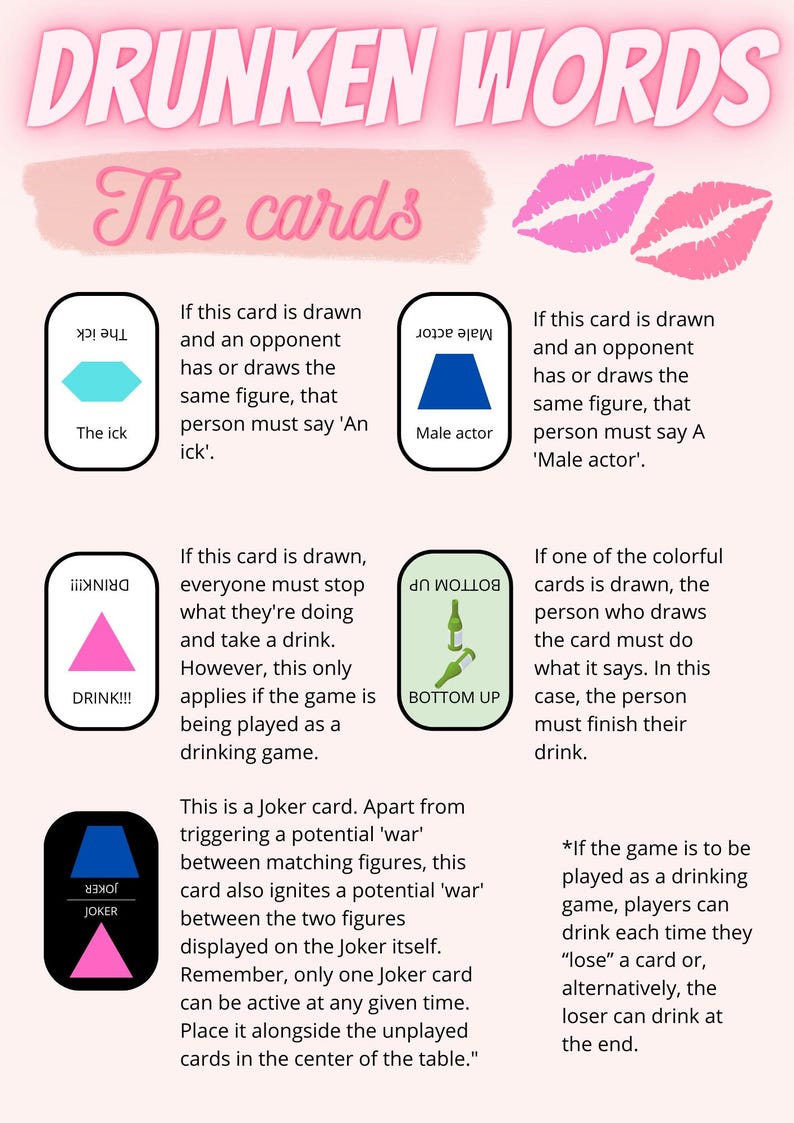 Drunken Words: Fun Adult Drinking Card Game (digital Download) - Etsy