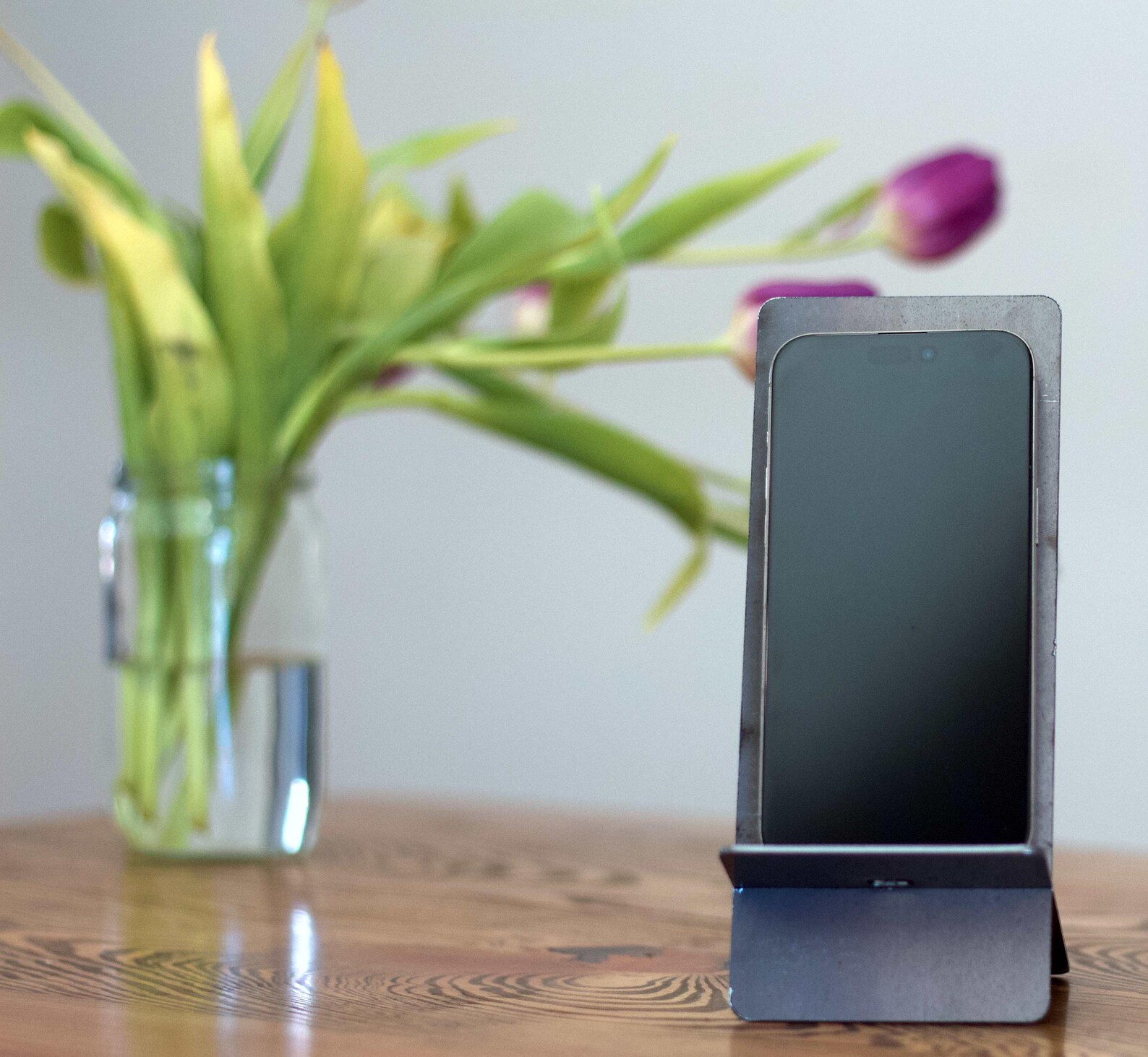 Minimalist Metal Phone Stand | Industrial Steel Phone Holder | Handmade ...