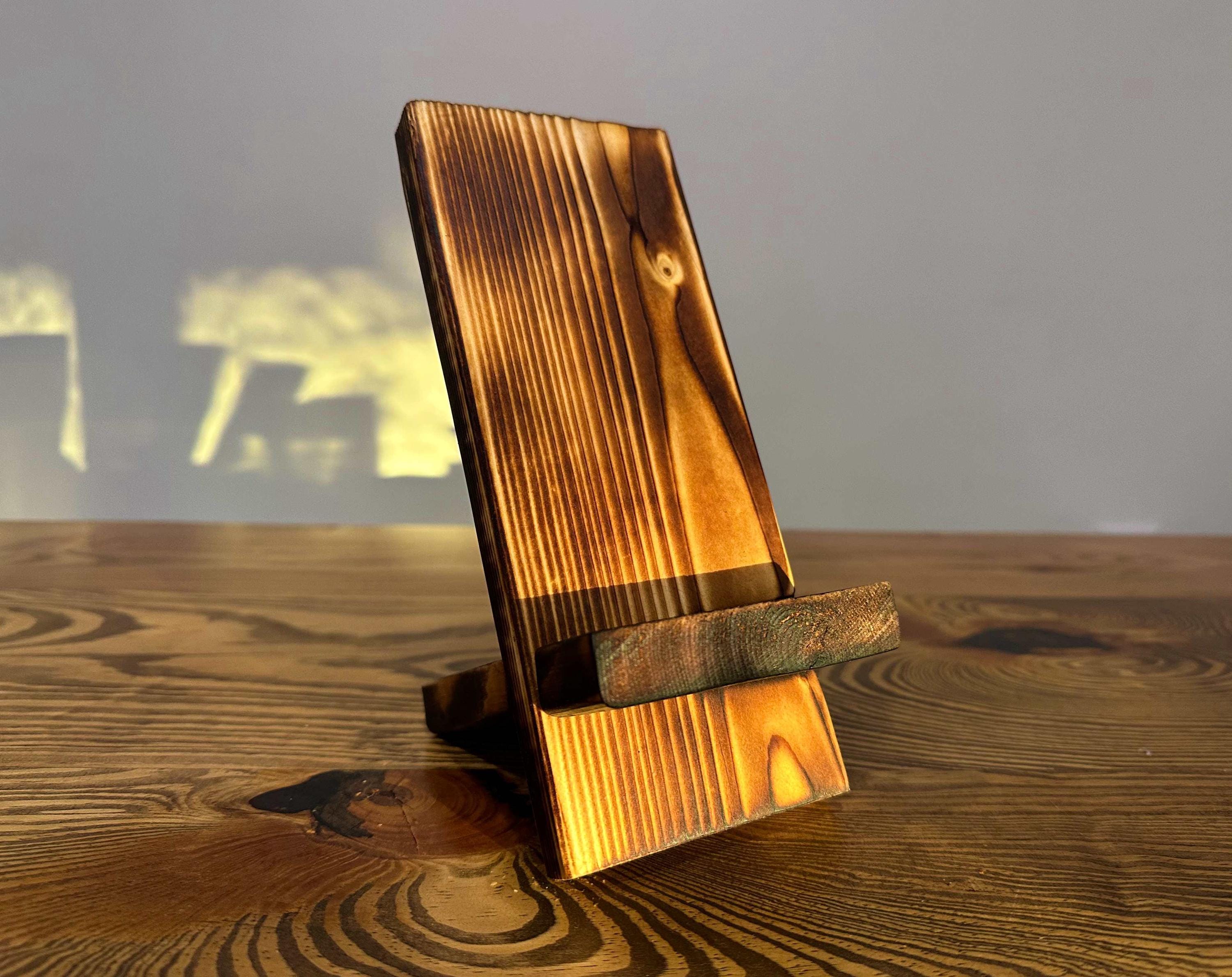 Handmade Phone Stand || Torched Pine - Etsy