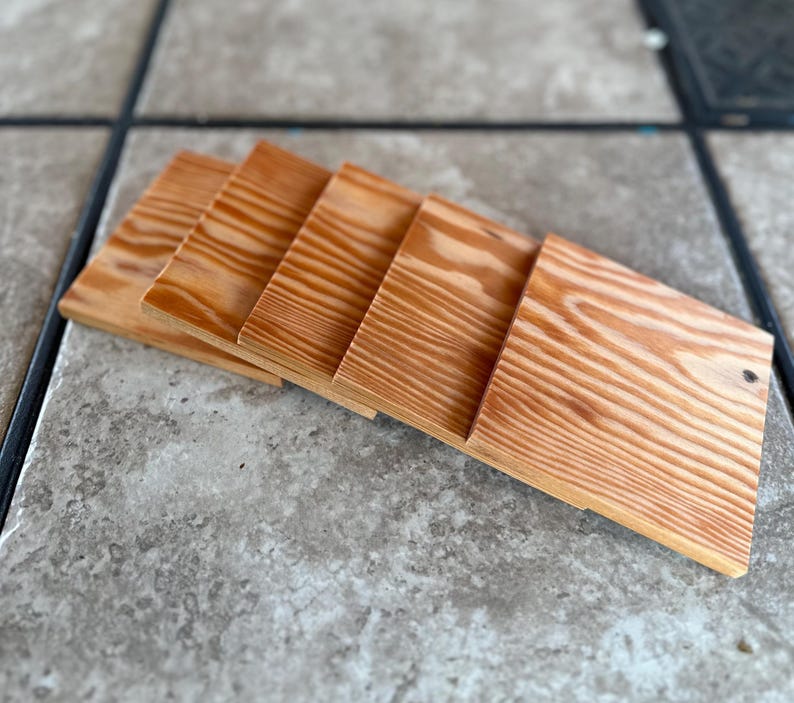 Reclaimed Wood Coasters | Rustic Pine Coaster Set | 4"x4" Handmade ...
