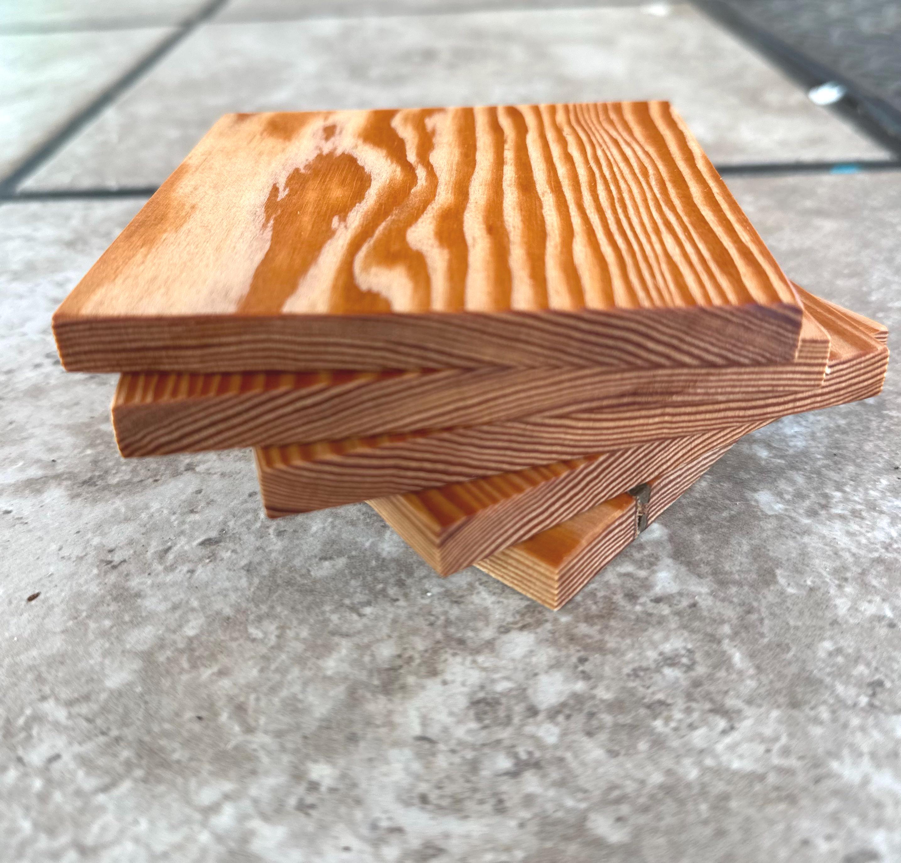 Reclaimed Wood Coasters | Rustic Pine Coaster Set | 4"x4" Handmade ...